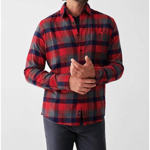 Faherty | Shirts | New Faherty Mens The Movement Flannel Top In Red ...